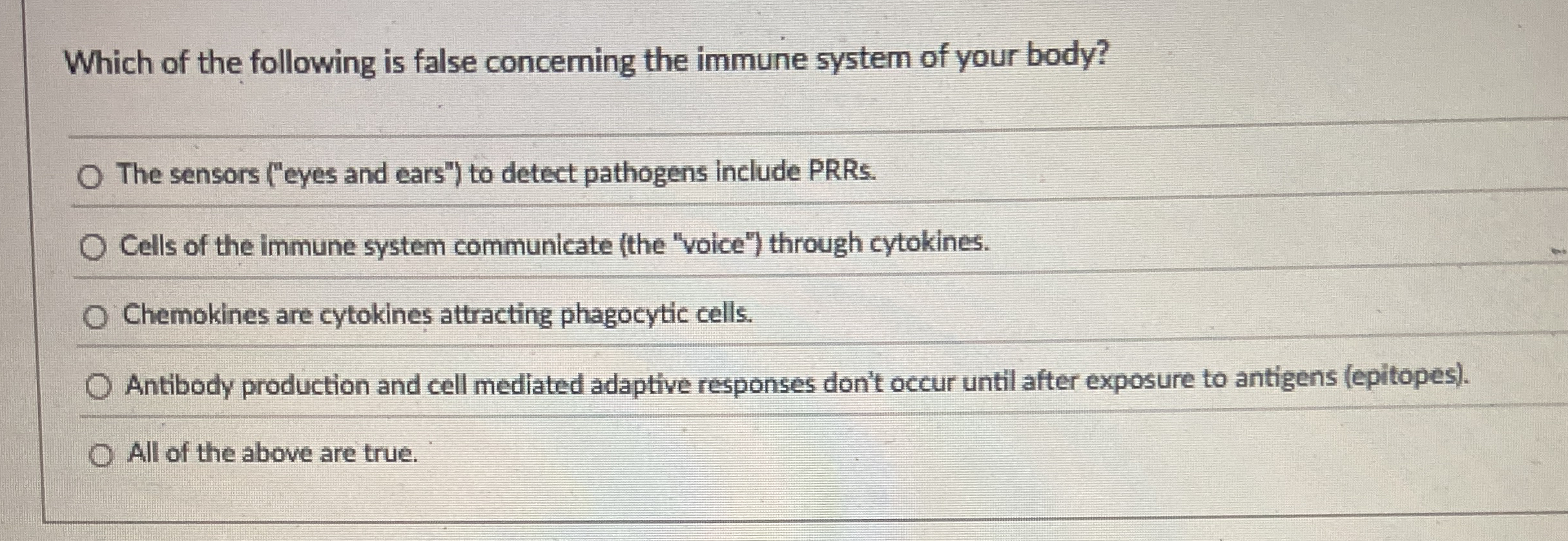 Solved Which of the following is false concerning the immune | Chegg.com