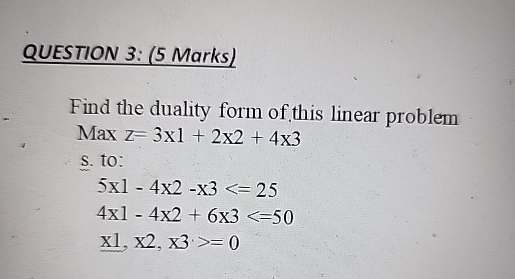 Solved QUESTION 3: (5 ﻿Marks)Find the duality form of this | Chegg.com