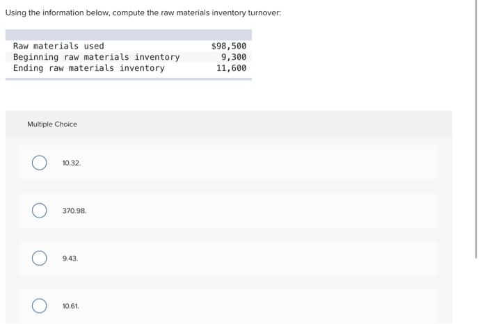 Solved Using the information below, compute the raw | Chegg.com