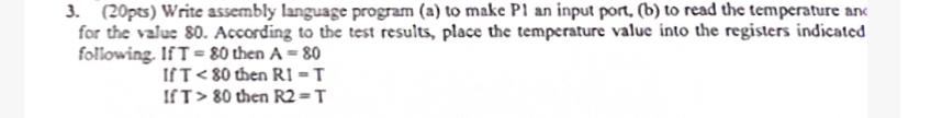 Solved (20pts) ﻿Write assembly language program (a) ﻿to make | Chegg.com