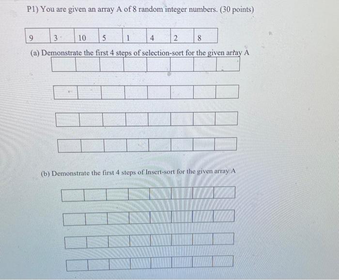Solved P1) You are given an array A of 8 random integer | Chegg.com