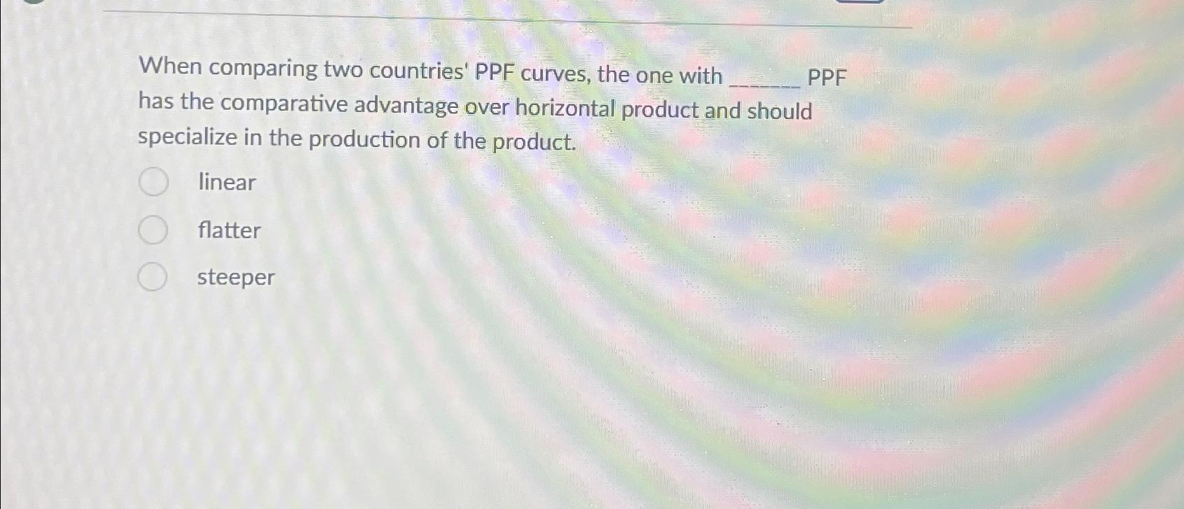 Solved When Comparing Two Countries Ppf Curves The One