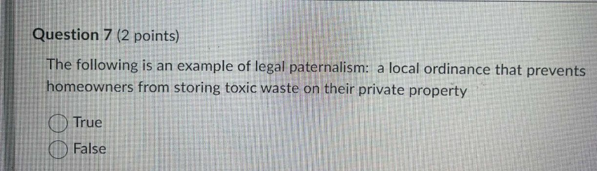 Solved Question 7 (2 ﻿points)The following is an example of | Chegg.com