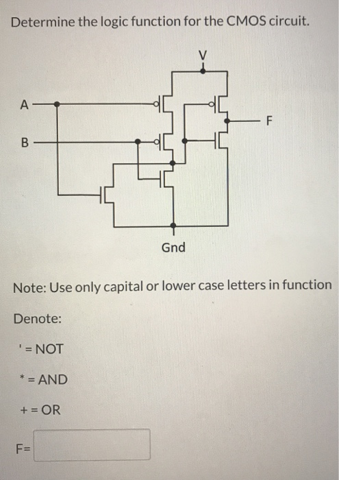 Solved Determine the logic function for the CMOS circuit. | Chegg.com