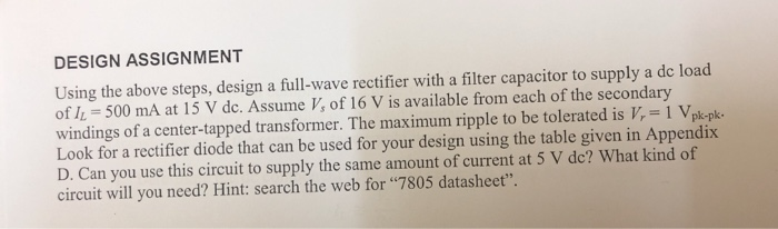 Solved DESIGN ASSIGNMENT Using the above steps, design a | Chegg.com