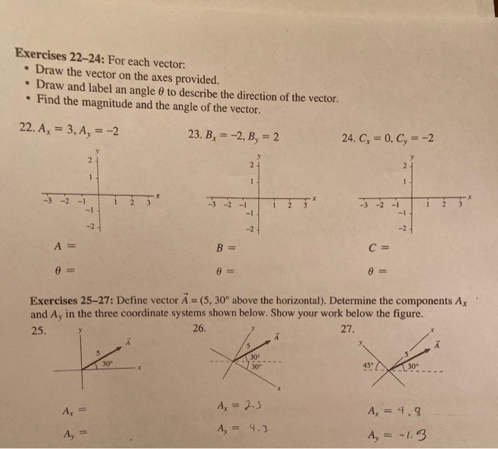 Solved Exercises 22-24: For each vector: • Draw the vector | Chegg.com