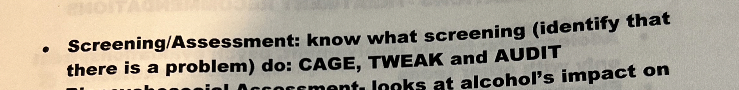 Solved Screening/Assessment: know what screening (identify | Chegg.com