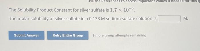 Solved The Solubility Product Constant for silver sulfate is | Chegg.com