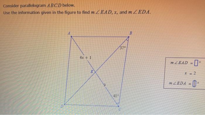 Solved Consider parallelogram ABCD below. Use the | Chegg.com
