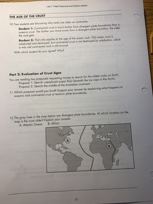 Solved Lab 1: Plate Tectonics and Earth's Interior THE AGE | Chegg.com