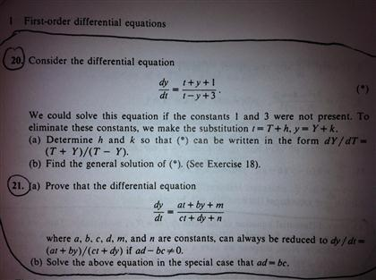 Consider the differential equation dy/dt = t + y + | Chegg.com