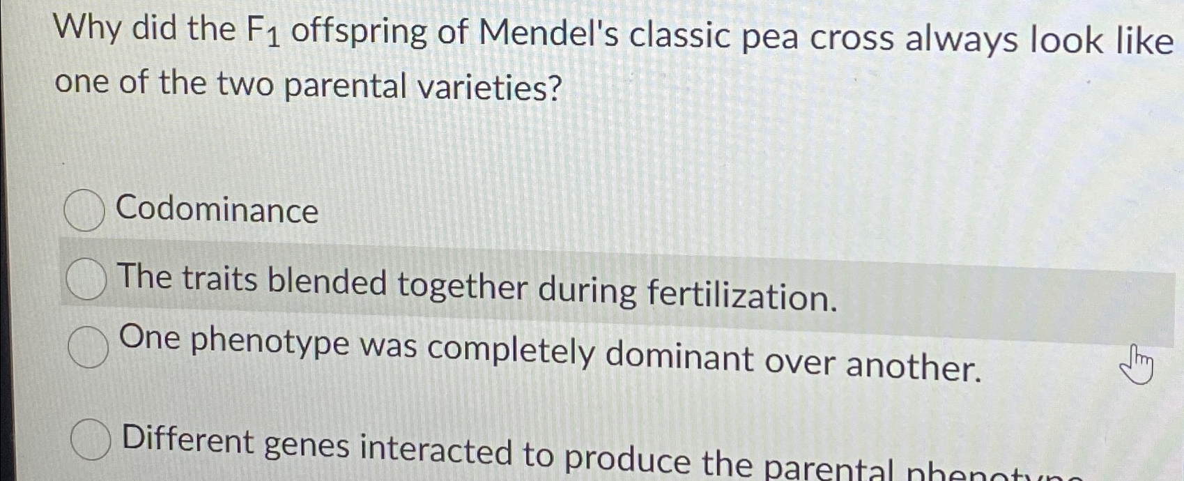 Solved Why did the F1 ﻿offspring of Mendel's classic pea | Chegg.com