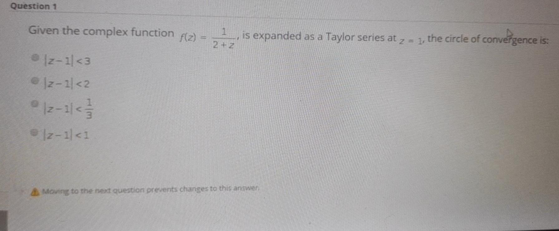 Solved Given the complex function f(z)=1/(2+z), is expanded | Chegg.com