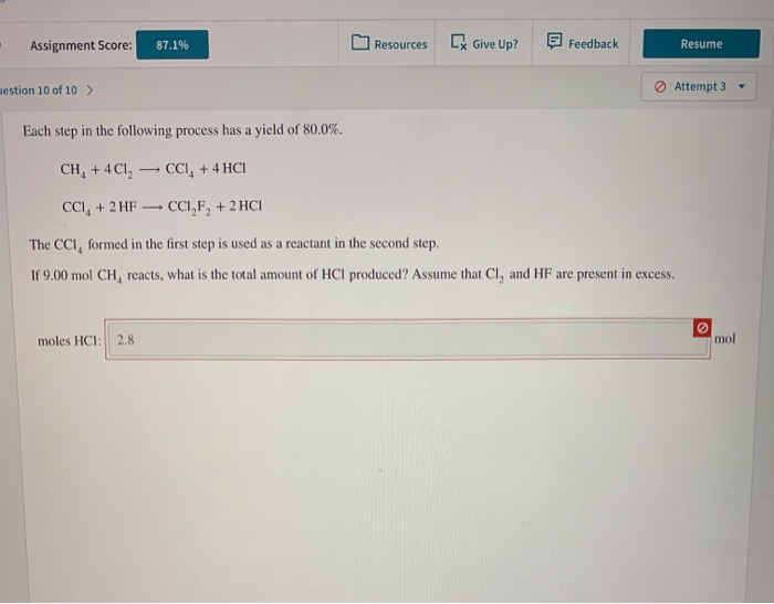 Solved Assignment Score: 87.1% Resources [ Give Up? Feedback | Chegg.com