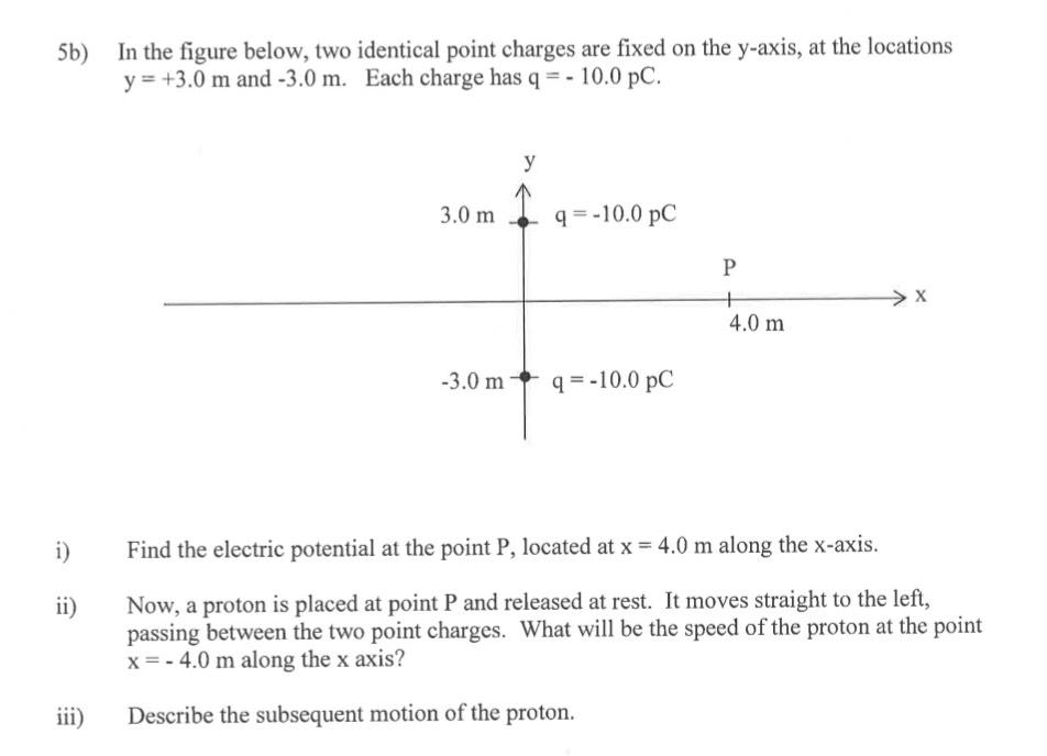 Solved 5b) ﻿In the figure below, two identical point charges | Chegg.com