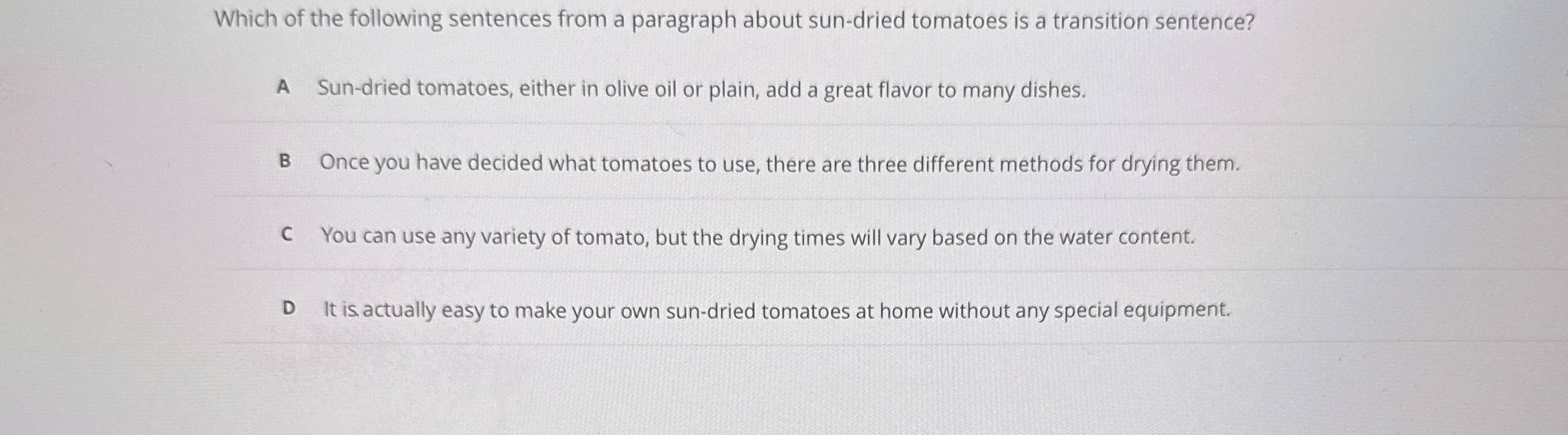 Solved Which of the following sentences from a paragraph | Chegg.com