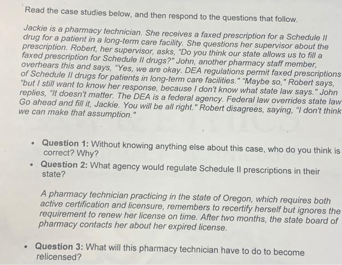 Solved Read the case studies below, and then respond to the | Chegg.com