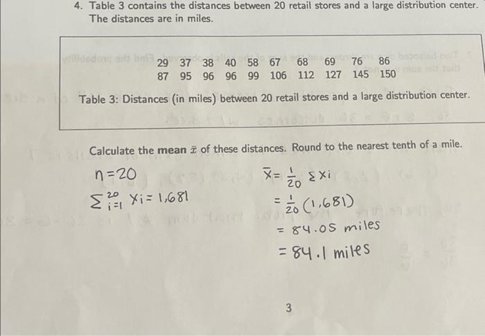 Solved 5. For the data in Table 3, calculate the standard | Chegg.com