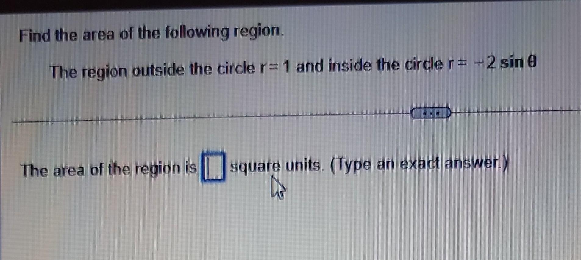 Solved Find the area of the following region. The region | Chegg.com