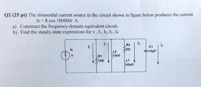 Solved Q2 (25 pt) The sinusoidal current source in the | Chegg.com