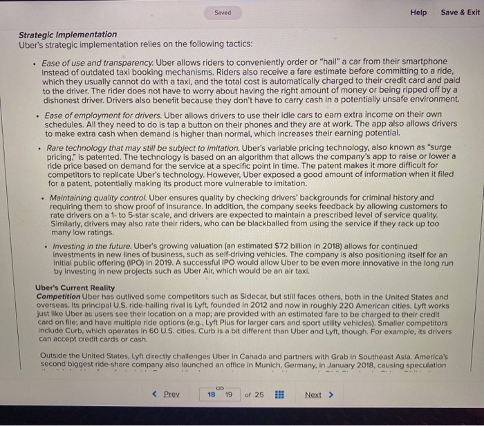 Solved Saved Help Save & Exit Uber Continuing Case-Chapter | Chegg.com