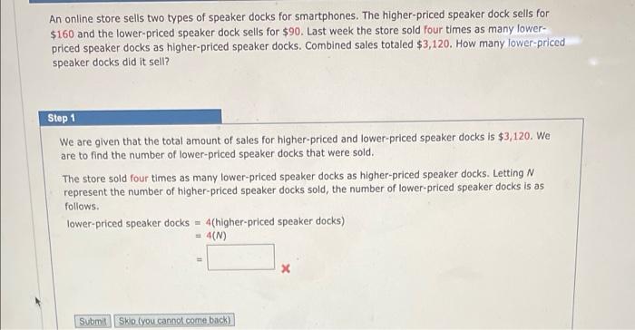 Solved An online store sells two types of speaker docks for | Chegg.com