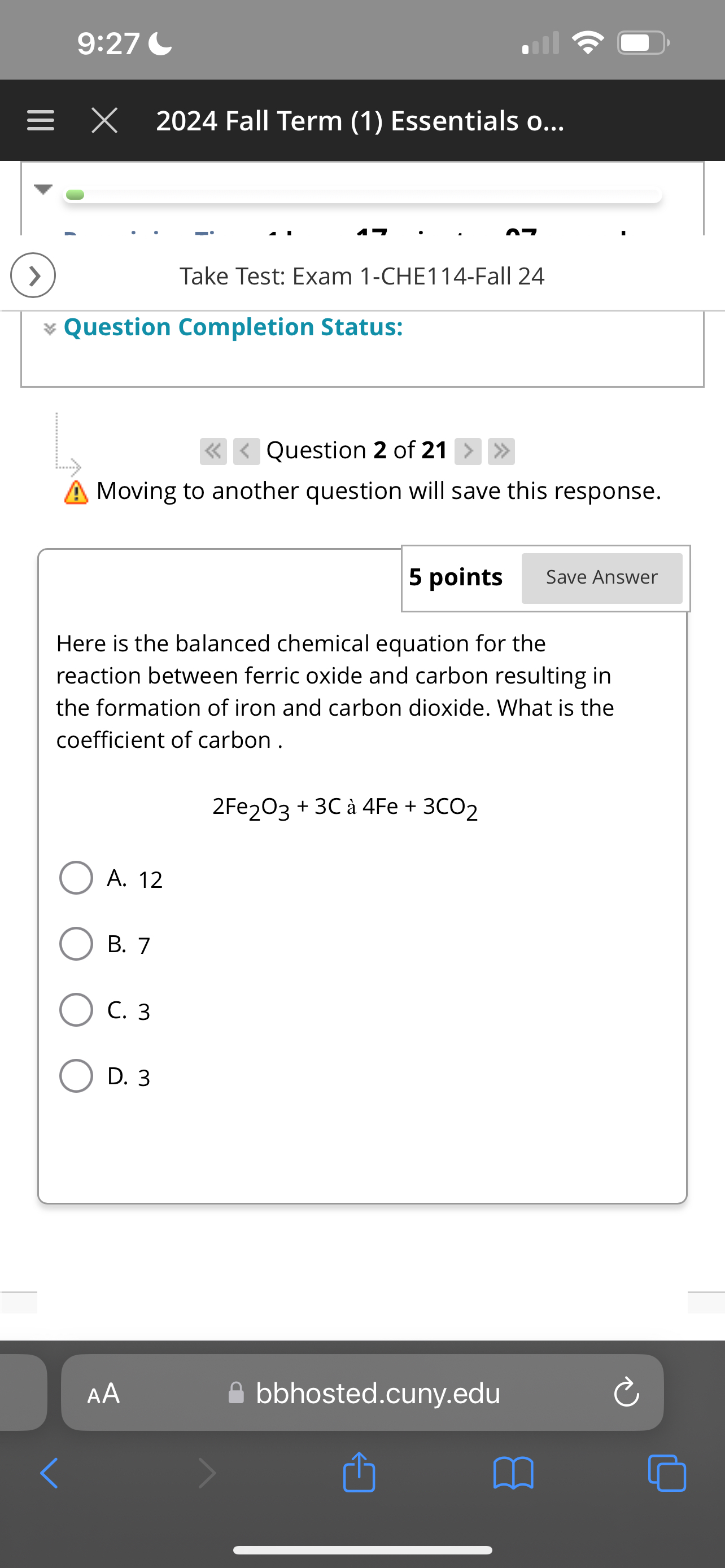 Solved 5 ﻿pointsHere is the balanced chemical equation for | Chegg.com