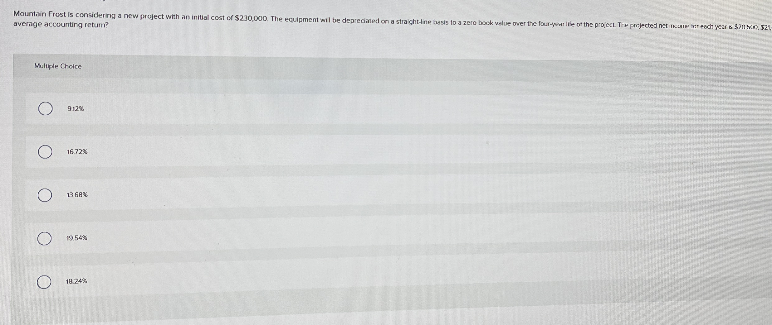 Solved average accounting return?Multiple | Chegg.com