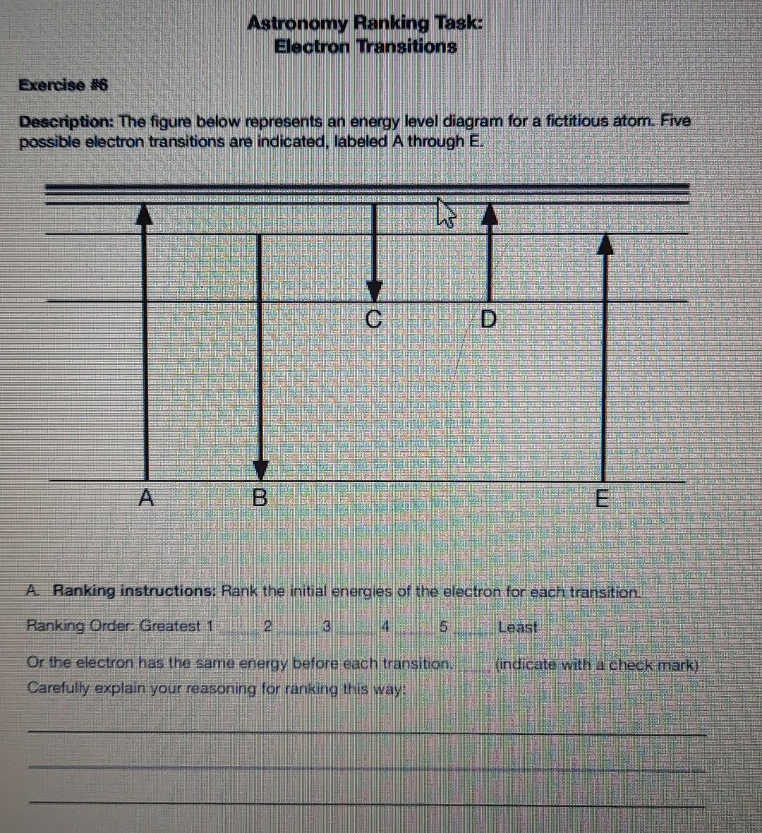 Solved Exercise #6 Astronomy Ranking Task: Electron | Chegg.com