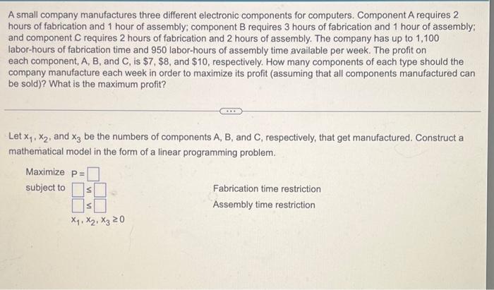 Solved A small company manufactures three different | Chegg.com