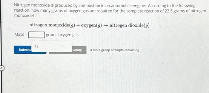 Solved Nitrogen monoxide is produced by combustion in an | Chegg.com