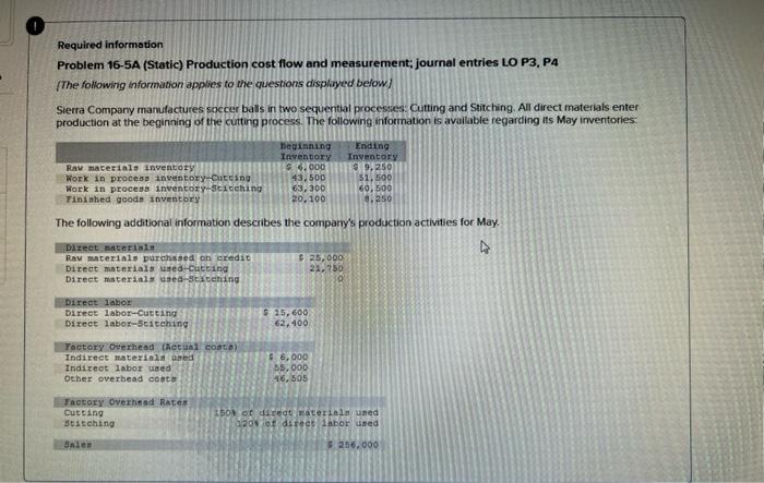 Solved Required information Problem 16-5A (Static) | Chegg.com