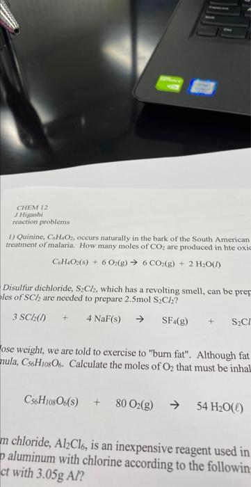 1) Quimine, C6H4O2, occurs naturally in the bark of | Chegg.com
