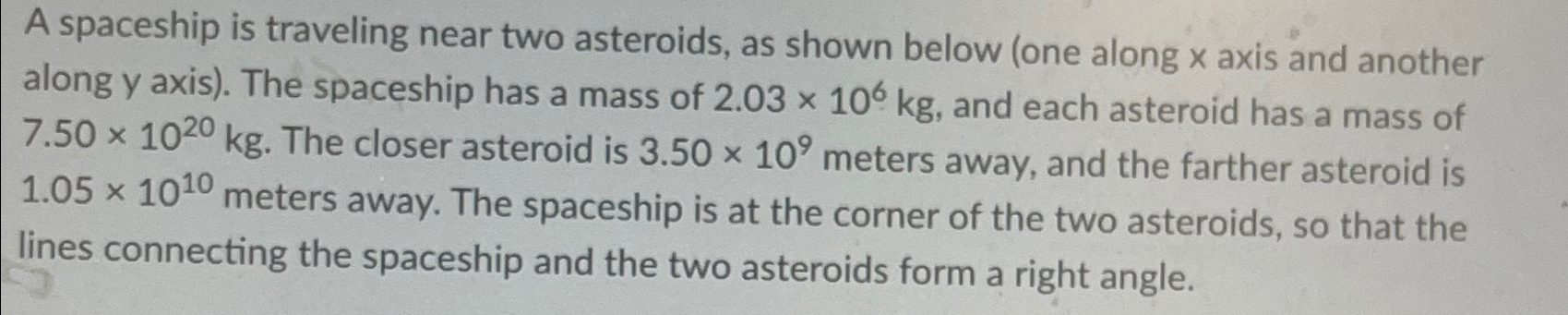 Solved A spaceship is traveling near two asteroids, as shown | Chegg.com