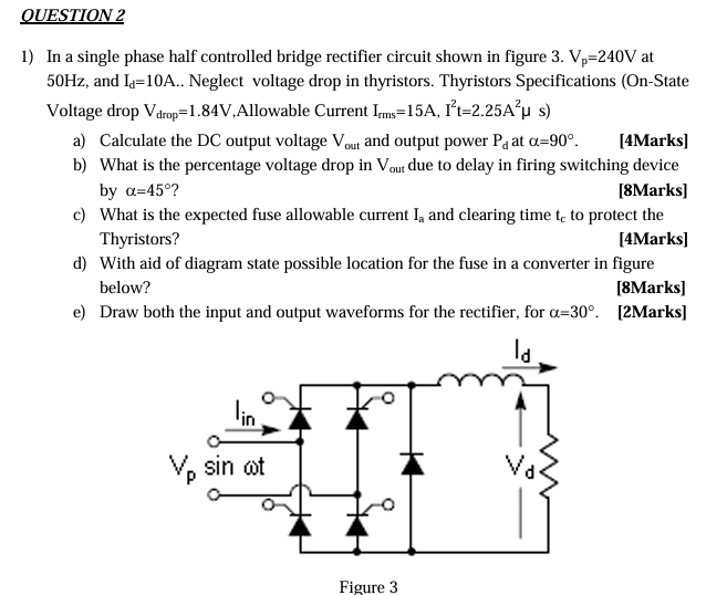 Solved OUESTION 2In a single phase half controlled bridge | Chegg.com