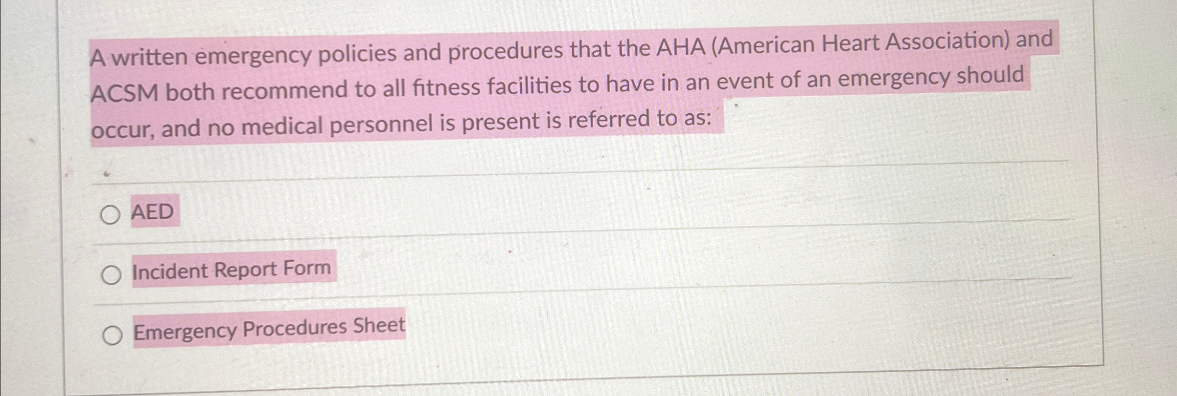 Solved A written emergency policies and procedures that the | Chegg.com