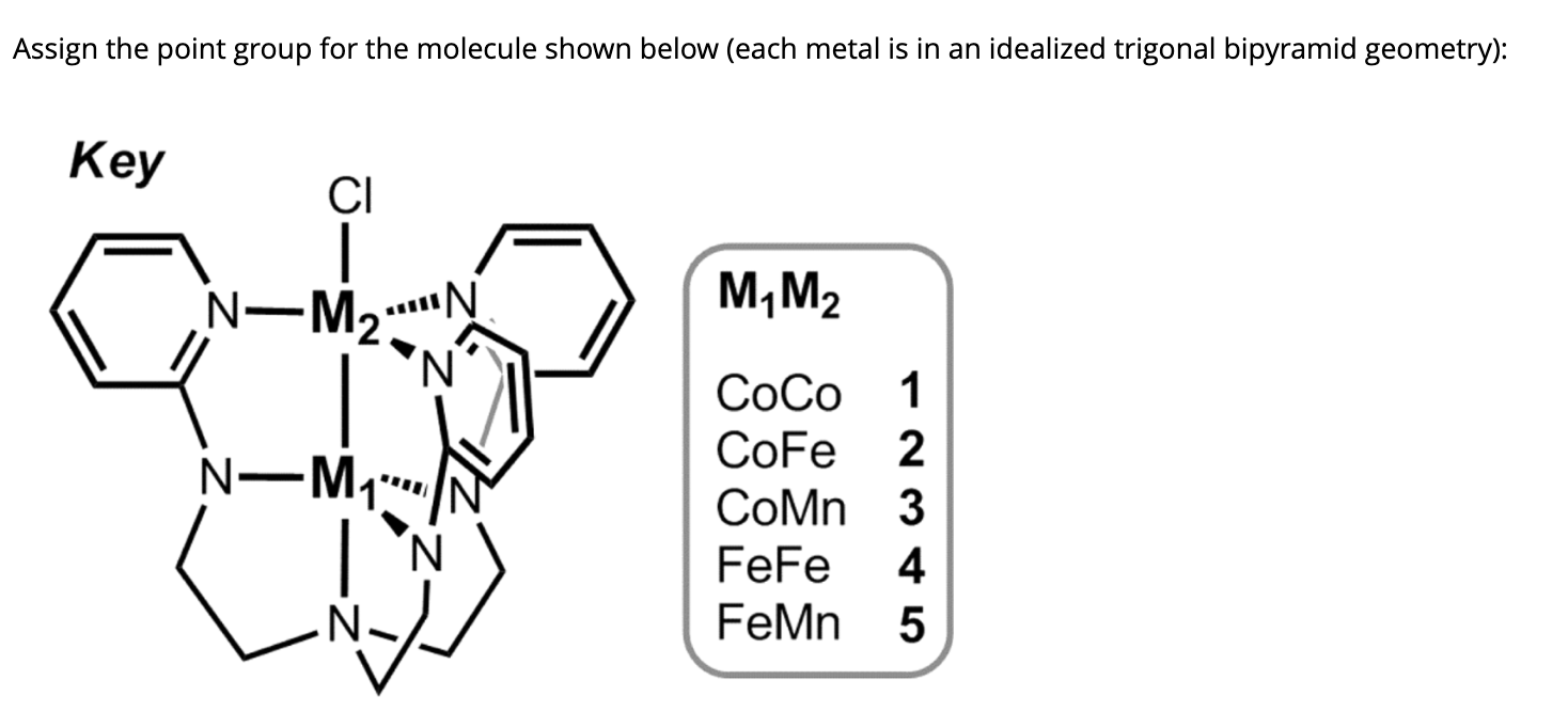Solved Assign the point group for the molecule shown below | Chegg.com