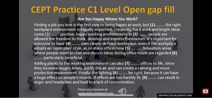 CEPT Practice C1 Level Open gap fill Are You Happy | Chegg.com