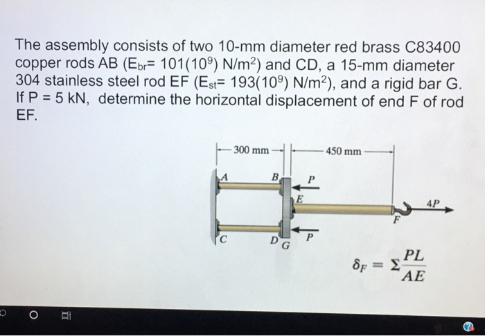 Solved The assembly consists of two 10-mm diameter red brass | Chegg.com