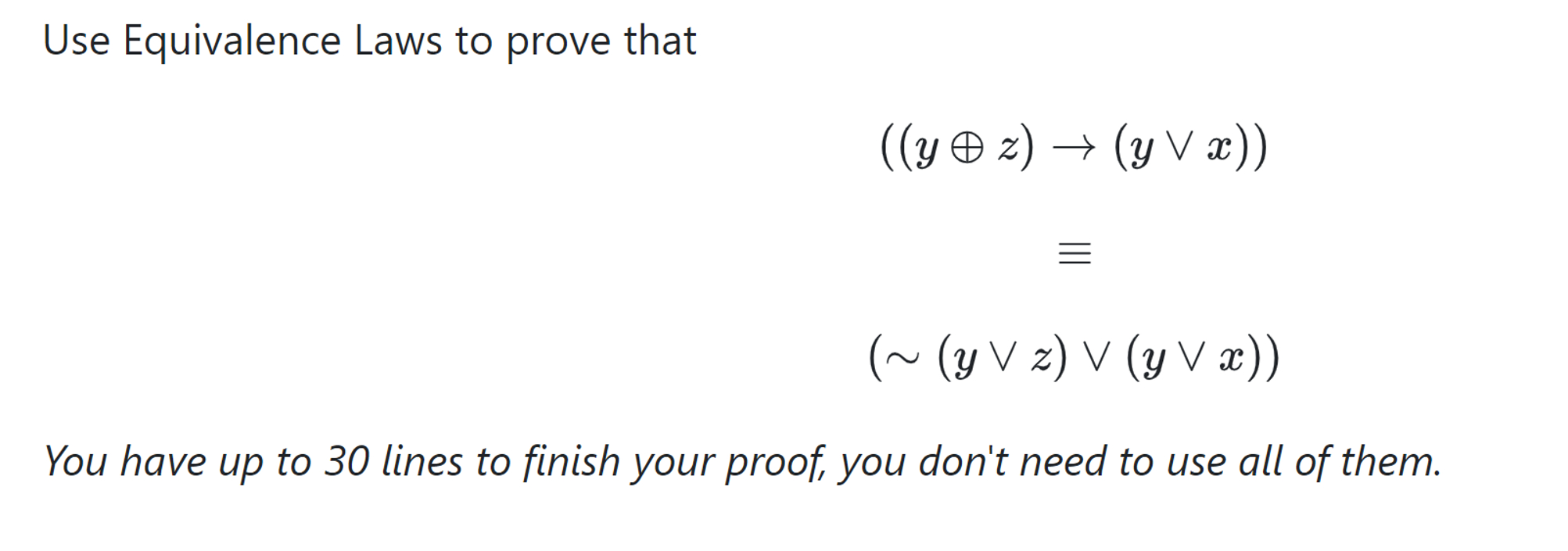 Solved use the equivalence laws to prove that ((y (+) | Chegg.com