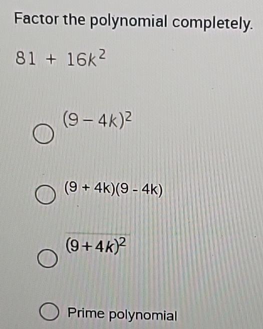 Factor the polynomial | Chegg.com