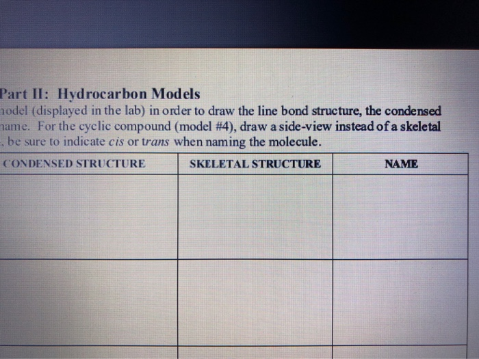 Solved Part II: Hydrocarbon Models INSTRUCTIONS: For each | Chegg.com