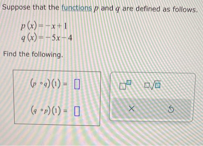 Solved Suppose that the functions p and q are defined as | Chegg.com