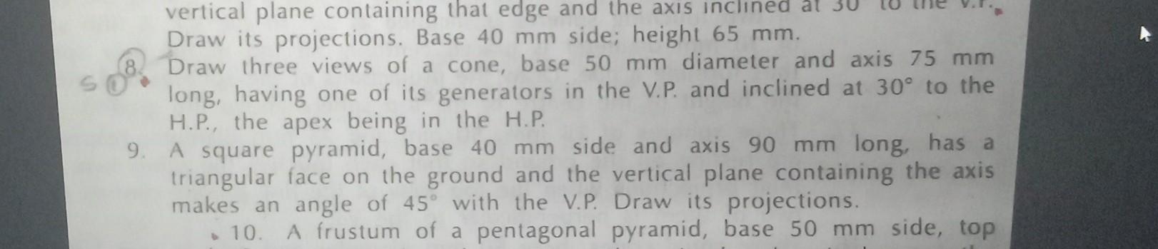 Solved Draw its projections. Base 40 mm side; height 65 mm. | Chegg.com