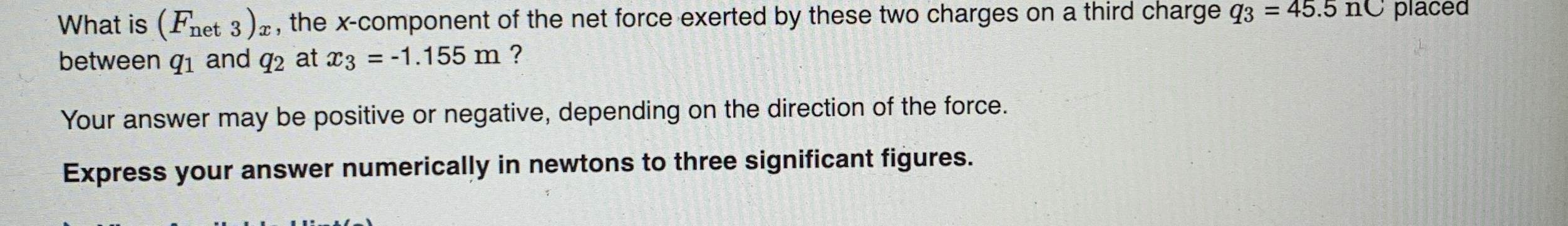 What is (Fnet 3)x, ﻿the x-component of the net force | Chegg.com