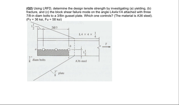 Solved (Q2) ﻿Using LRFD, ﻿determine the design tensile | Chegg.com
