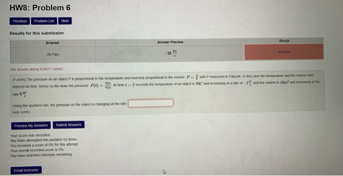 Solved HW8: Problem 6 Previous Problem List Next Results for | Chegg.com