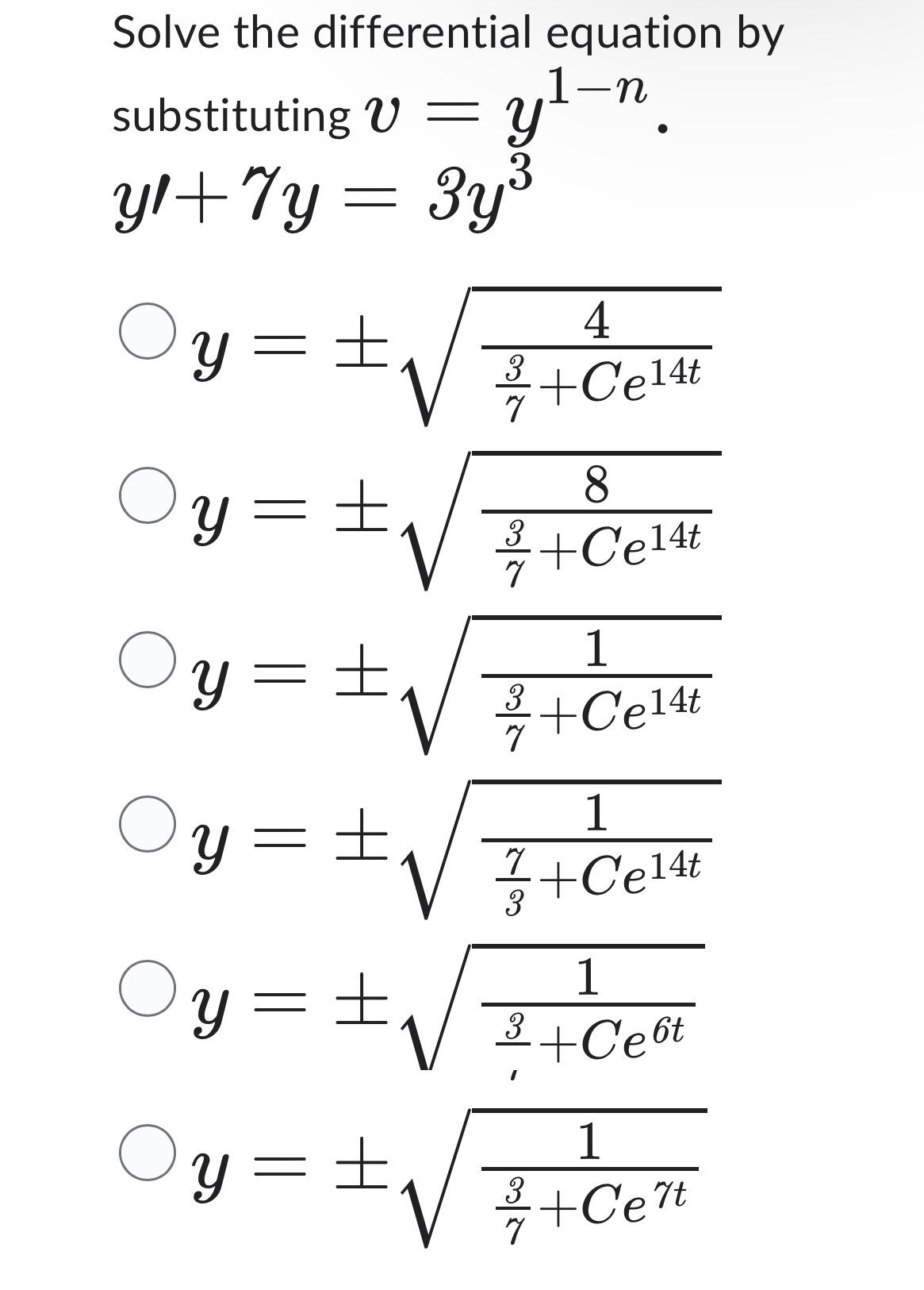 Solved Solve the differential equation by substituting | Chegg.com