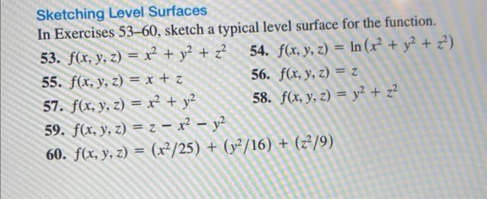 Solved Sketching Level Surfaces In Exercises 53-60, sketch a | Chegg.com Solved Sketching Level Surfaces In Exercises 53-60, sketch a | Chegg.com