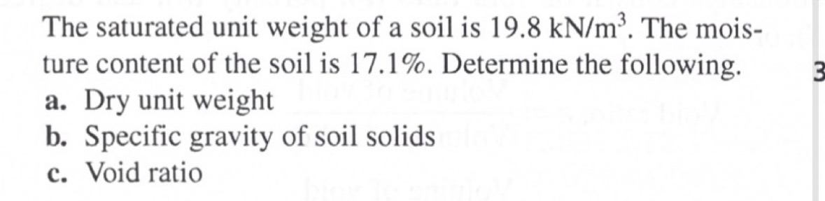 Solved The saturated unit weight of a soil is 19.8kNm3. ﻿The | Chegg.com